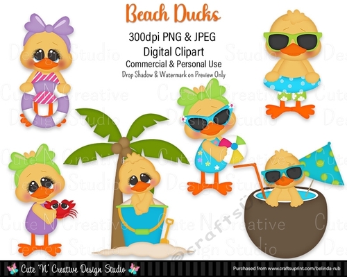 Beach Ducks Digital Clip Art Set - CUP1169586_43865 | Craftsuprint