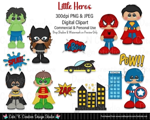 Little Heroes Digital Clip Art Set - CUP1198175_43865 | Craftsuprint