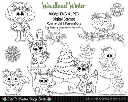 Woodland Winter Digital Stamp Set - CUP1198179_43865 | Craftsuprint