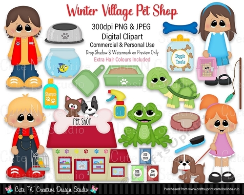 Winter Village Pet Shop Digital Clip Art Set - CUP1198501_43865 ...