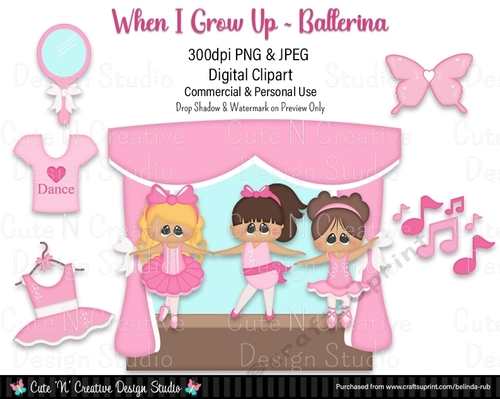 When I Grow Up Ballerina Digital Clip Art Set - CUP1198670_43865 ...