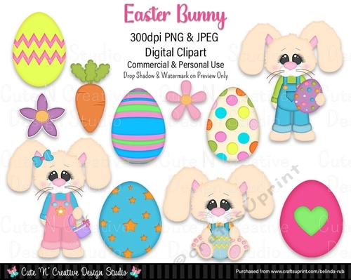 Easter Bunny2 Digital Clip Art Set - CUP1199515_43865 | Craftsuprint