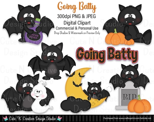 Going Batty Digital Clip Art Set - CUP1199619_43865 | Craftsuprint