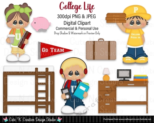 College Life Digital Clip Art Set - CUP1199623_43865 | Craftsuprint