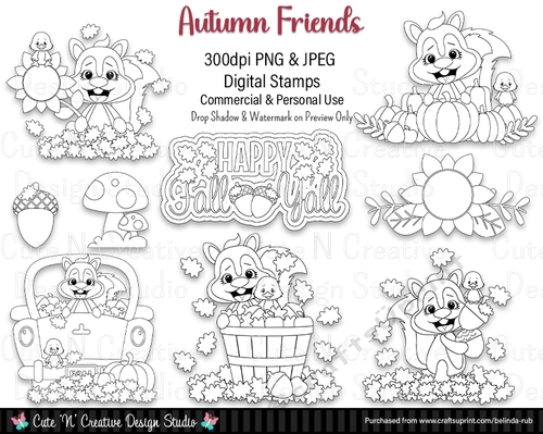 Autumn Friends Digital Stamp Set - CUP1213340_43865 | Craftsuprint