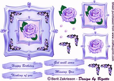 Roses in Double Frames, Blue-lilac - CUP326094_1164 | Craftsuprint