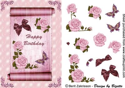Pink Scroll with Roses - CUP330758_1164 | Craftsuprint
