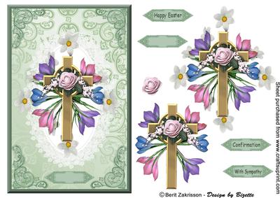 Flowers on Cross, Easter/confirmation/sympathy Card - CUP398618_1164 ...