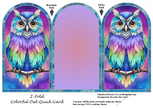 Colorful Owl Quick Card - CUP1289505_1399 | Craftsuprint