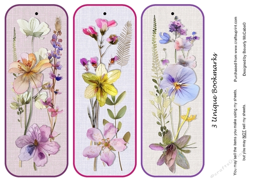 3 Pressed Flowers Bookmarks - CUP1293950_1399 | Craftsuprint