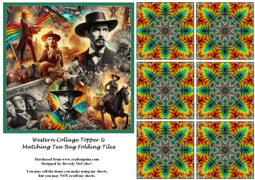 Beautiful Western Collage Topper and Matching Tea Bag Tiles ...