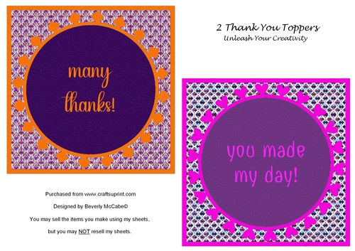 2 Bright Thank You Toppers - CUP1298318_1399 | Craftsuprint