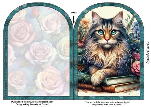 Beautiful Library Kitty Quick Card - CUP1300422_1399 | Craftsuprint