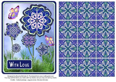 With Love Floral & Tea Bag Tiles - CUP389809_1399 | Craftsuprint