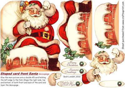 Shaped Card Front Santa Decoupage - CUP378578_1395 | Craftsuprint