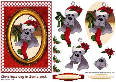 Christmas Dog in Santa Sock - CUP379909_1395 | Craftsuprint