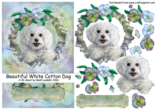 Beautiful White Cotton Dog - CUP731038_1395 | Craftsuprint