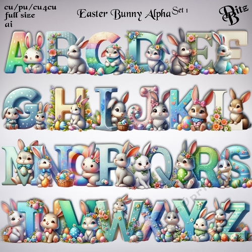 Easter Bunny Alpha Set 1 - CUP1373475_135210 | Craftsuprint