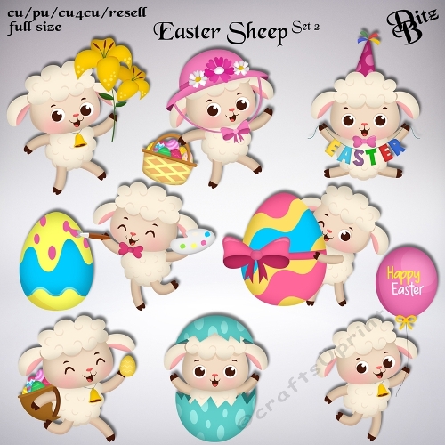 Easter Sheep Set 2 - CUP1373782_135210 | Craftsuprint