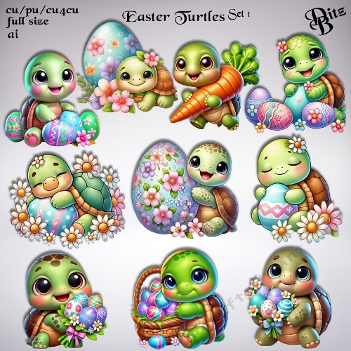 Easter Turtles Set 1 - CUP1373785_135210 | Craftsuprint