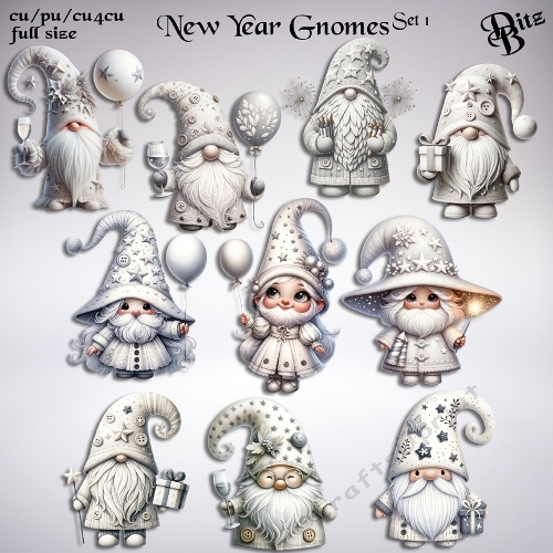New Year Gnomes Set 1 - CUP1374014_135210 | Craftsuprint