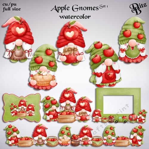Apple Gnomes Set 1 - CUP1374111_135210 | Craftsuprint