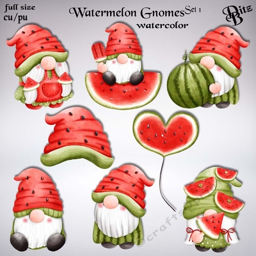 Watermelon Gnomes Set 1 - CUP1374126_135210 | Craftsuprint