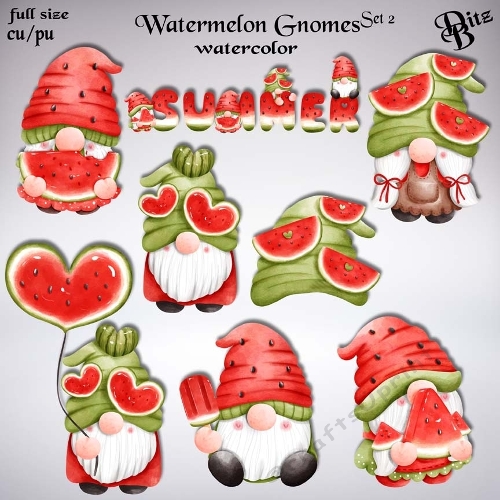 Watermelon Gnomes Set 2 - CUP1374129_135210 | Craftsuprint