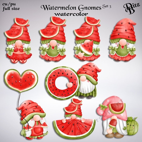 Watermelon Gnomes Set 3 - CUP1374130_135210 | Craftsuprint