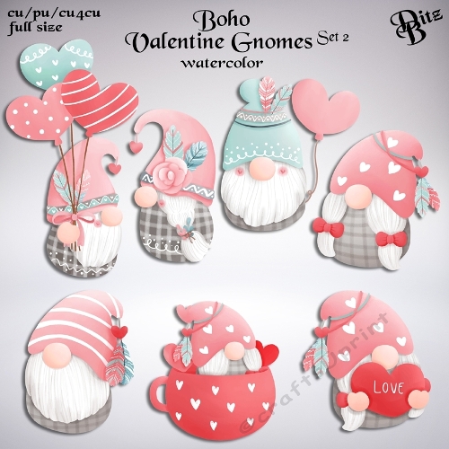 Boho Valentine Gnomes Set 2 - CUP1374344_135210 | Craftsuprint