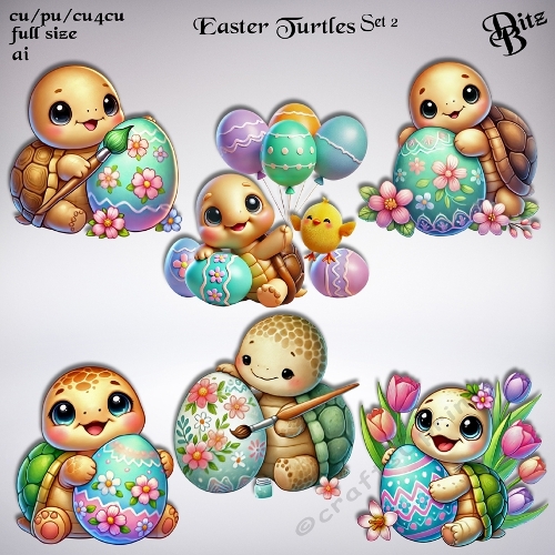 Easter Turtles Set 2 - CUP1374558_135210 | Craftsuprint