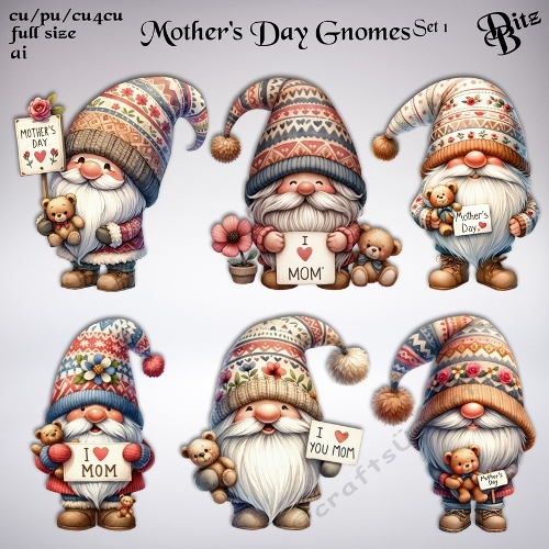 Mothers Day Gnomes Set 2 - CUP1377500_135210 | Craftsuprint