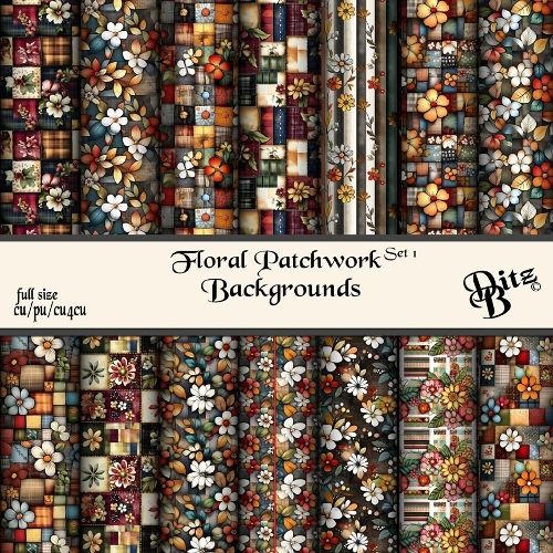 Floral Patchwork Backgrounds Set 1 - CUP1380363_135210 | Craftsuprint