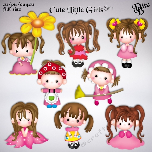 Cute Little Girls Set 1 - CUP1380780_135210 | Craftsuprint