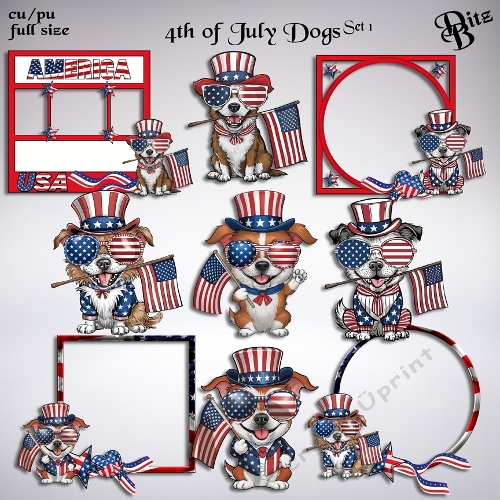 4th of July Dogs Set 1 - CUP1384417_135210 | Craftsuprint