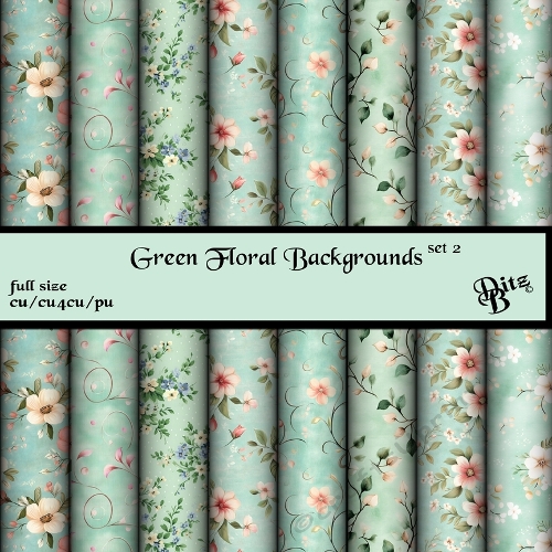 Green Floral Backgrounds Set 2 - CUP1389939_135210 | Craftsuprint