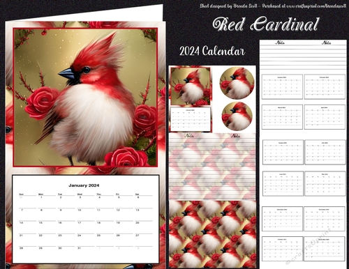 Red Cardinal 2024 Calendar - CUP1226071_9035 | Craftsuprint
