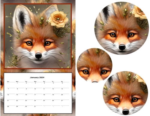 2024 Calendar - Red Fox with Flower - CUP1244026_9035 | Craftsuprint