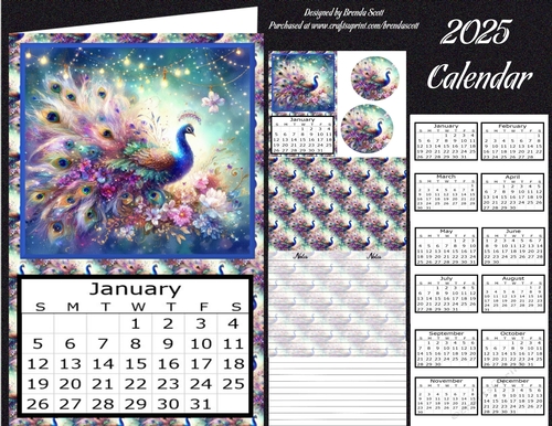 Beautiful Peacock - 2025 Calendar - CUP1320933_9035 | Craftsuprint