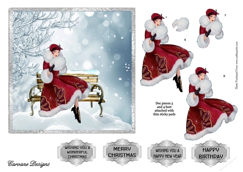 Lady in the Snow - A5 card front with decoupage - CUP1019545_21555 ...
