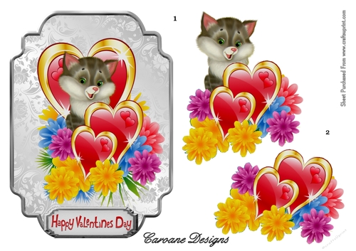 Loveable Valentine - A5 card front with decoupage - CUP1023721_21555 ...