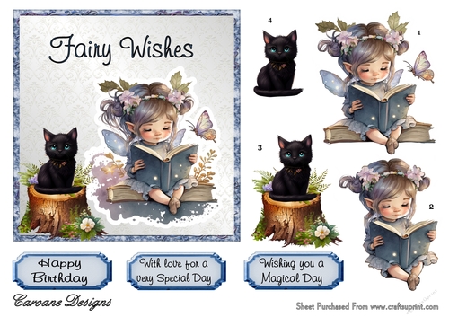 Fairy Birthday 4 - 6x6 inch card front with decoupage - CUP1206728 ...