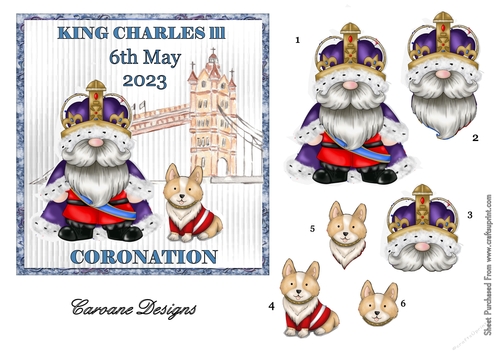 Coronation 2 - 6x6 inch card front with decoupage - CUP1211323_21555 ...
