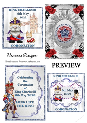 Coronation Bumper Kit 18 - 10 sheets, Card fronts, decoupage, inserts ...