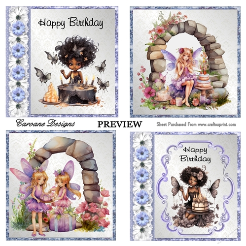 Birthday Fairies Bumper Kit 24 - 10 sheets, Card fronts, decoupage ...