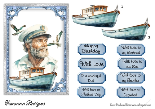 Seafaring Men 2 - 7x5 inch card front with decoupage - CUP1289289_21555 ...