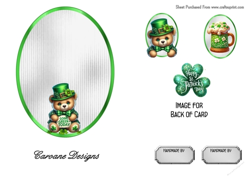 Matching insert sheet for the design sheet - St Patricks Day Teddy 2 ...