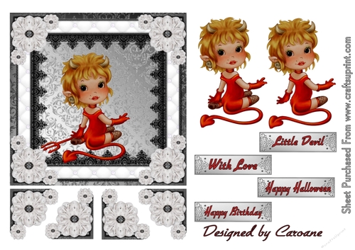 Little Devil - A4 card making sheet with decoupage. - CUP783587_21555 ...