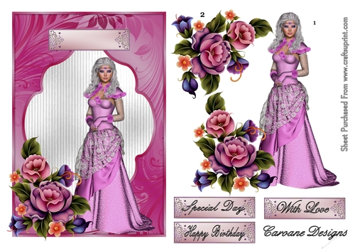 Pretty in Pink - A4 cardmaking sheet - CUP792325_21555 | Craftsuprint