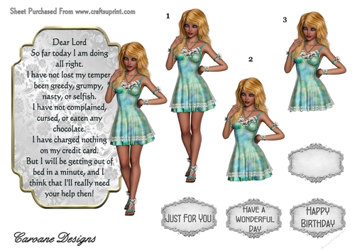 Bad Girls Prayer 2 - A4 card making sheet - CUP799705_21555 | Craftsuprint